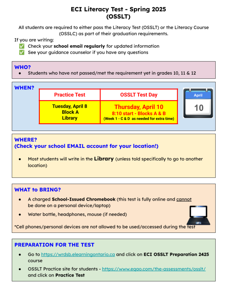 Spring OSSLT (Eastwood Collegiate Institute)